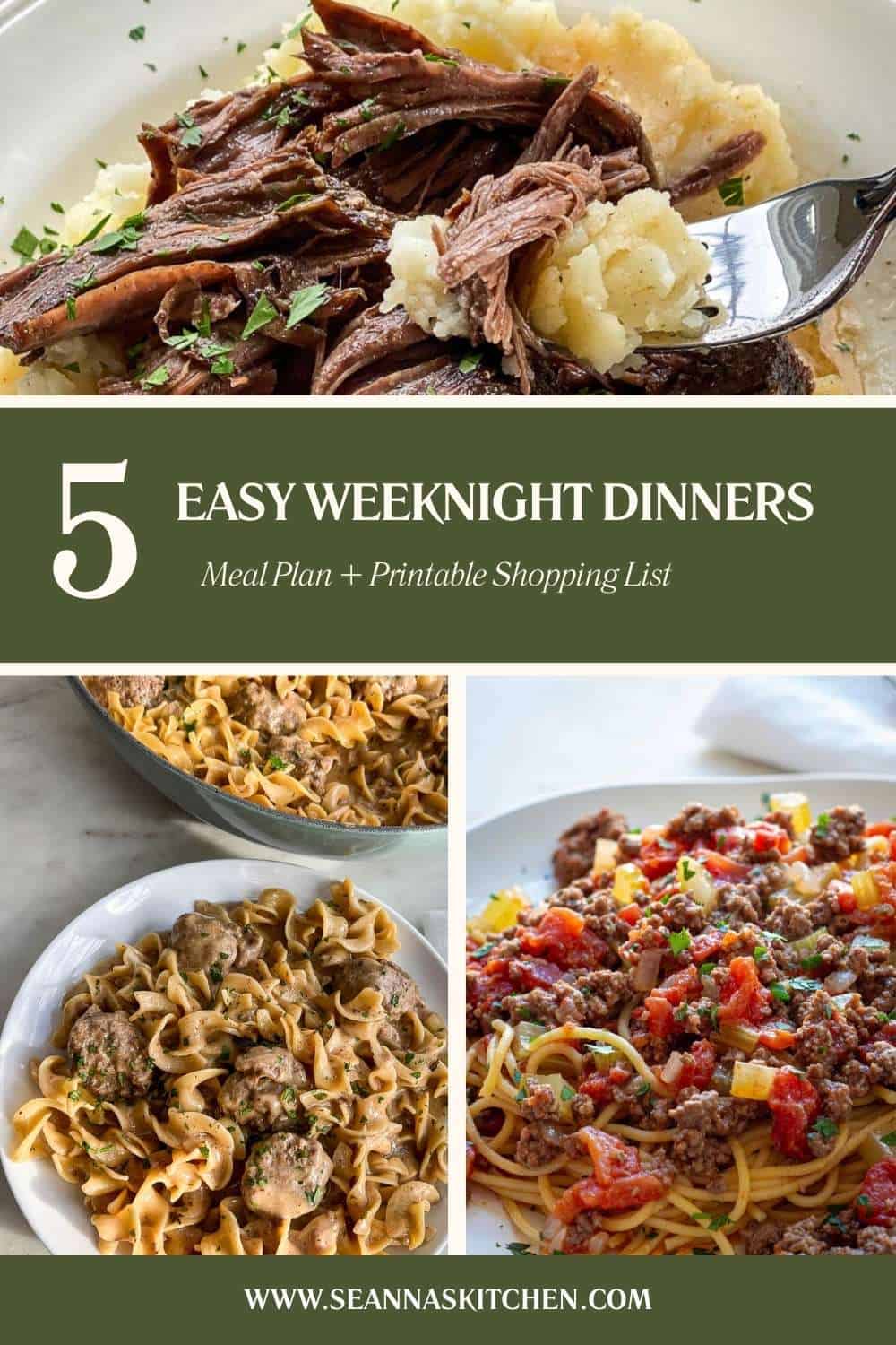 Easy Weeknight Dinners Meal Plan (+Free Printable Grocery List ...