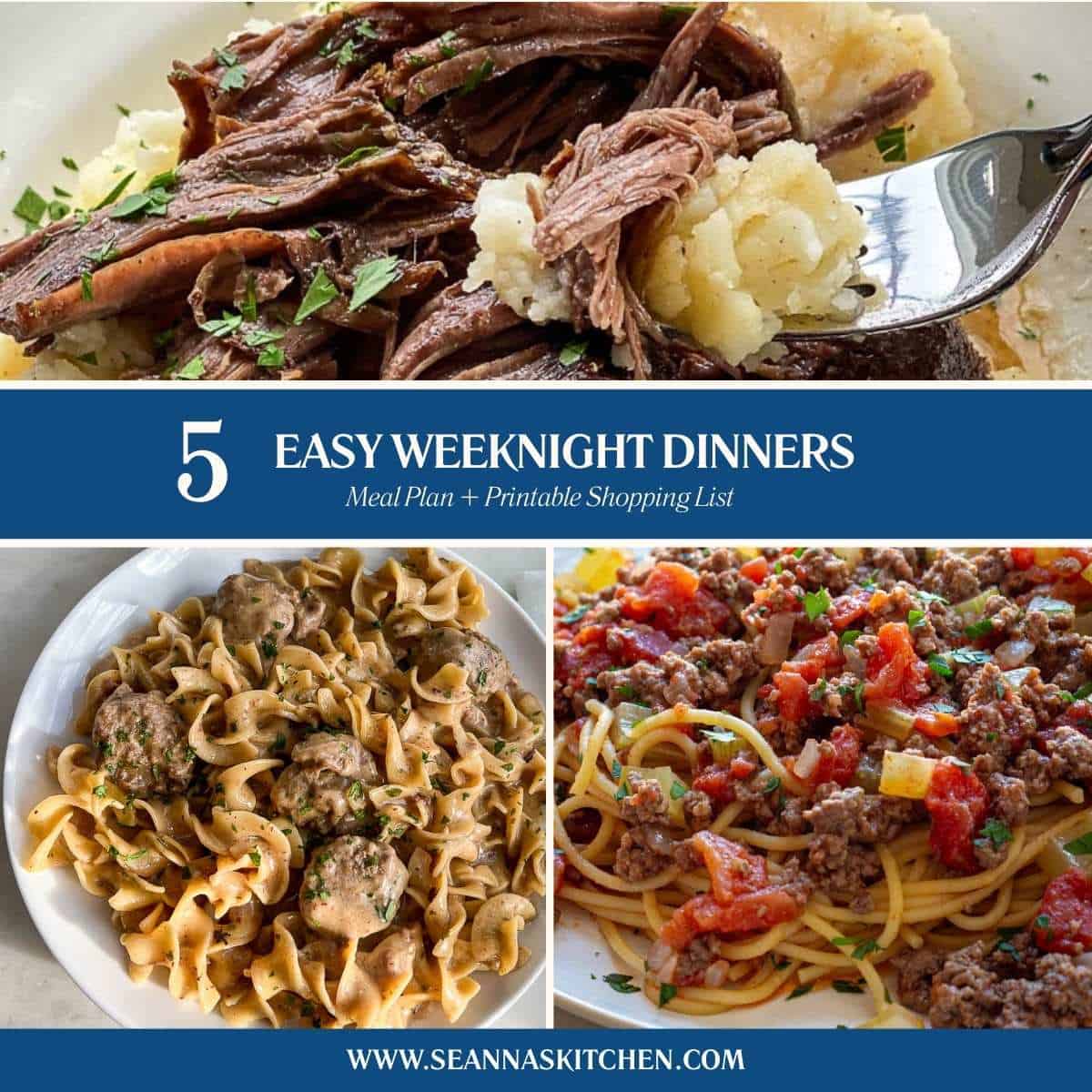 Easy Weeknight Dinners Meal Plan (+Free Printable Grocery List ...