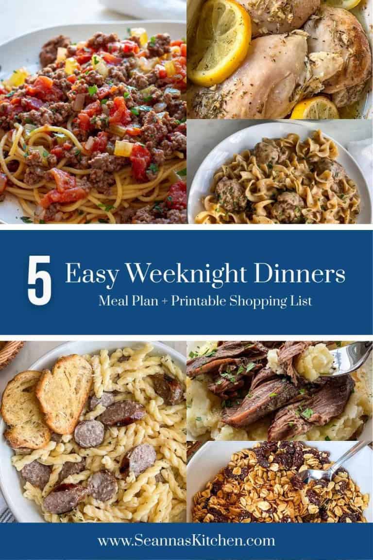 Easy Weeknight Dinners Meal Plan (+Free Printable Grocery List ...